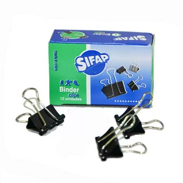 BROCHE BINDER CLIPS NEGROS SIFAP N°1 X 12U